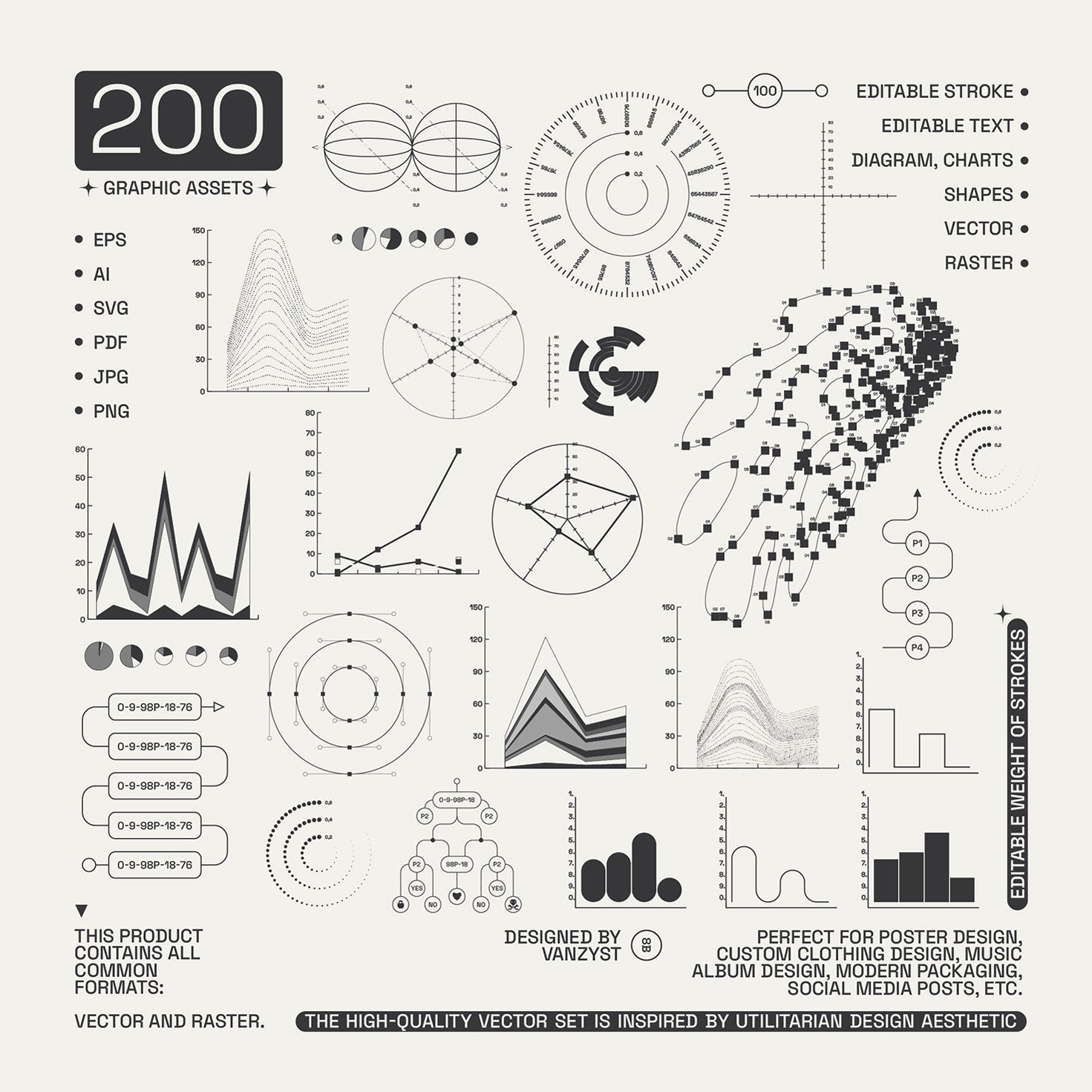 Utilitarian Graphic Kit – 200 Functional Vector Design Elements – 6TM® Magazine