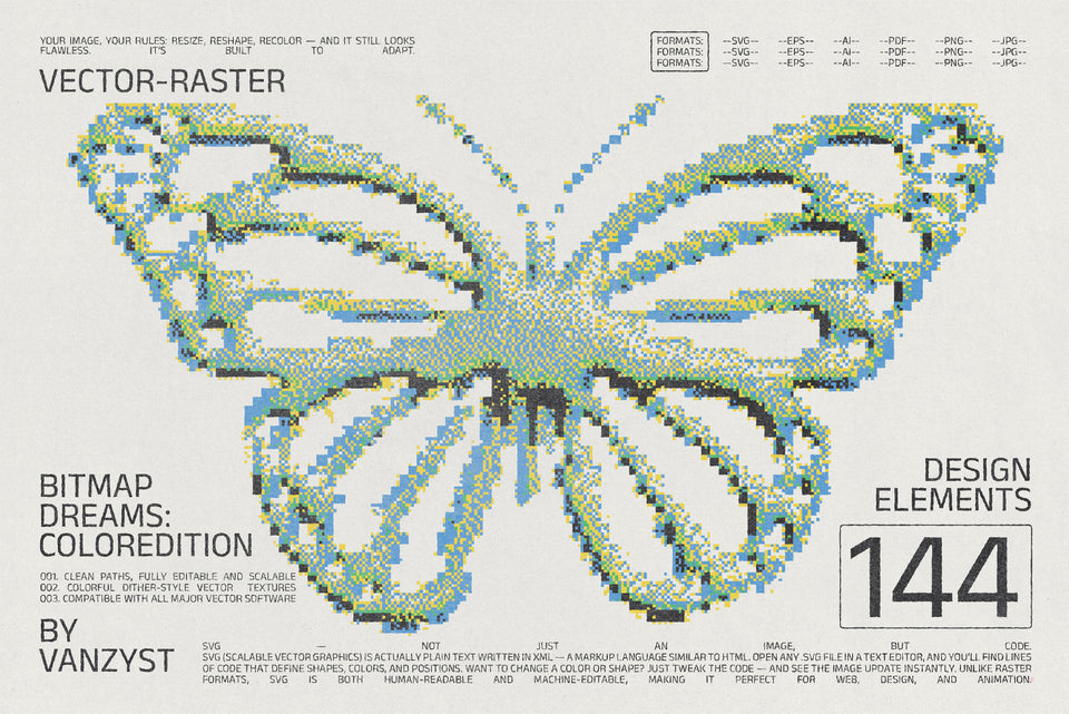 Bitmap Dreams – 144 Colorful Pixel-Inspired Vector Shapes – 6TM® MAGAZINE