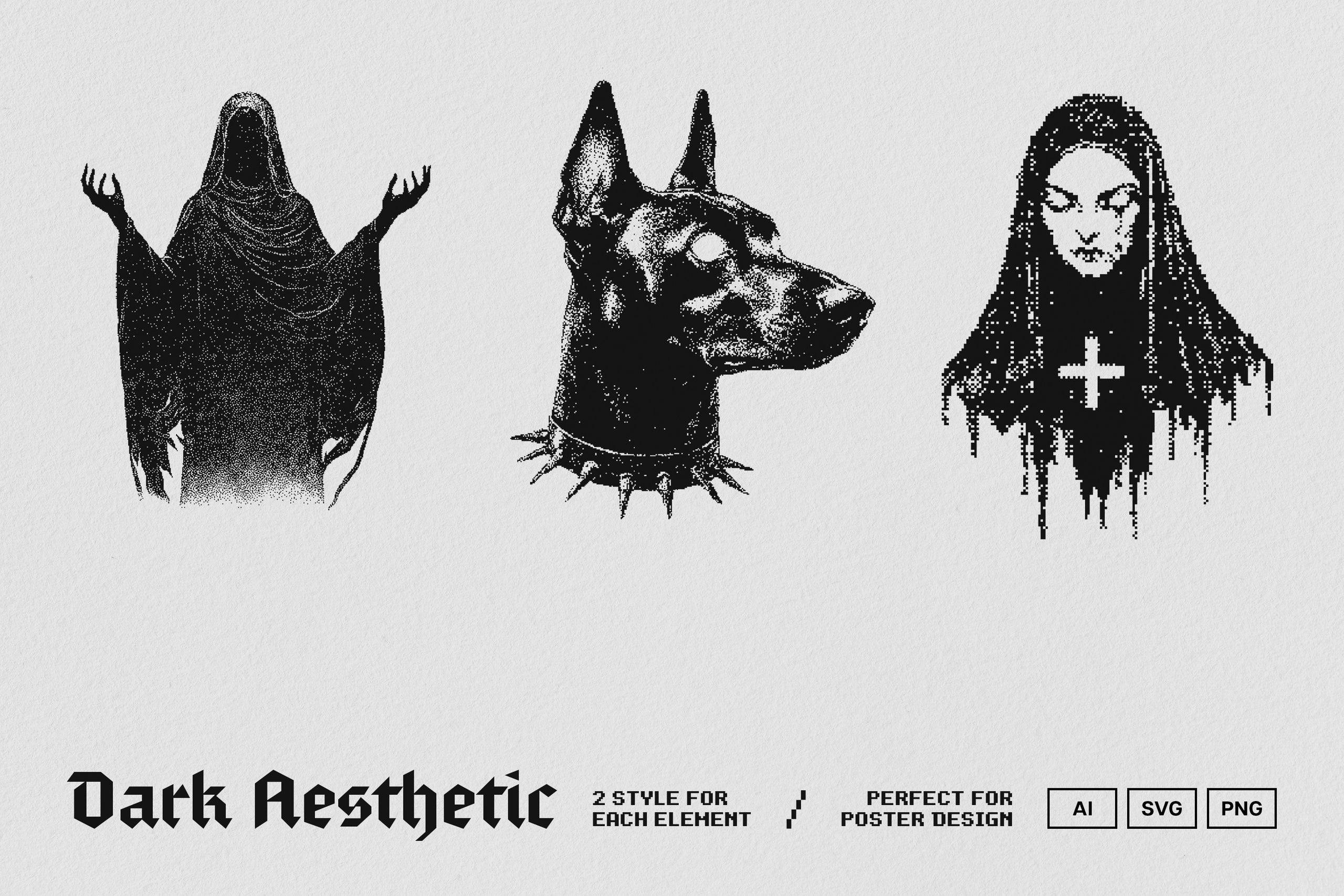 Dark Aesthetic Dithering – 240 Sinister Graphics for Bold Designs – 6TM ...