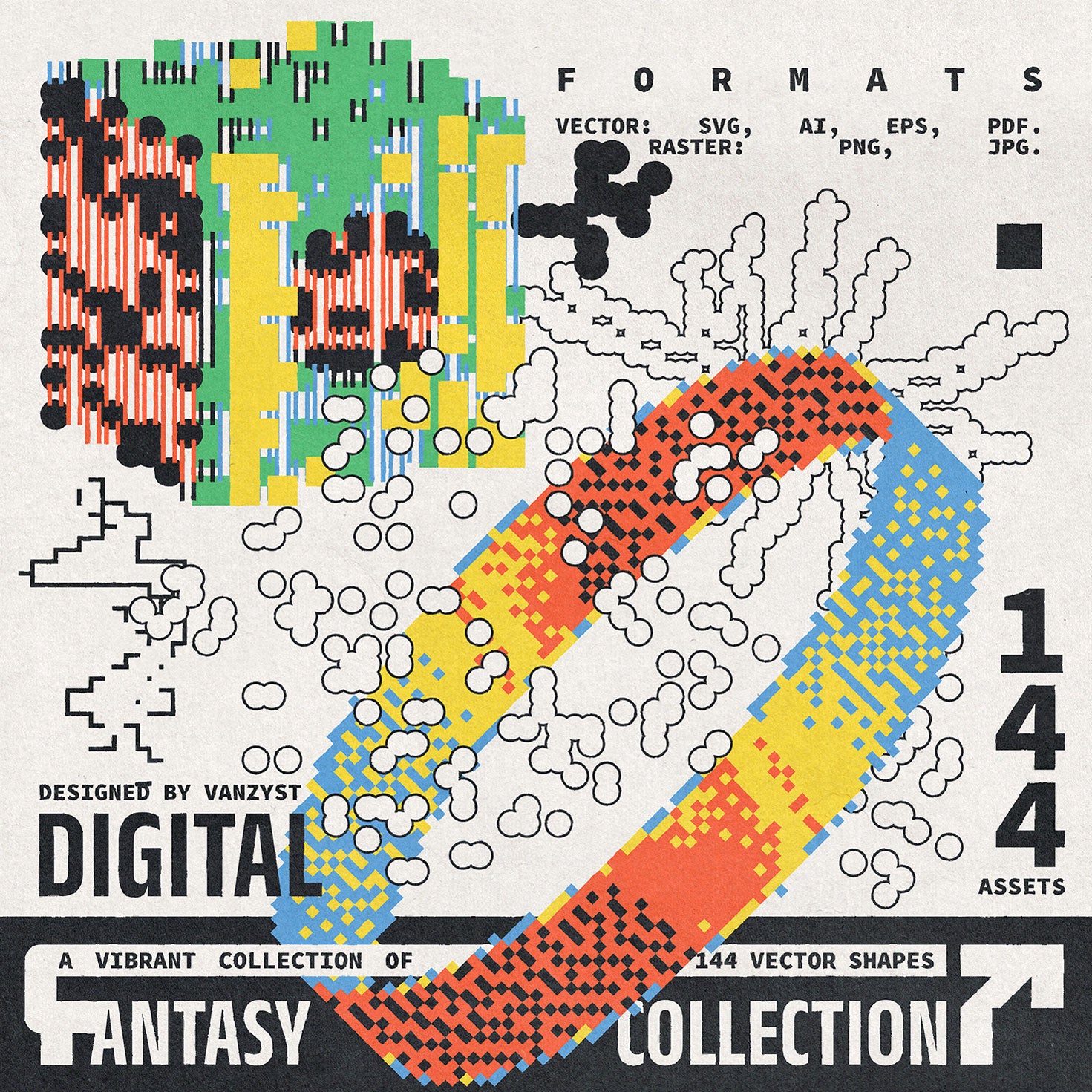 Digital Fantasy – 144 Vibrant Pixel Vector Shapes – 6TM® MAGAZINE