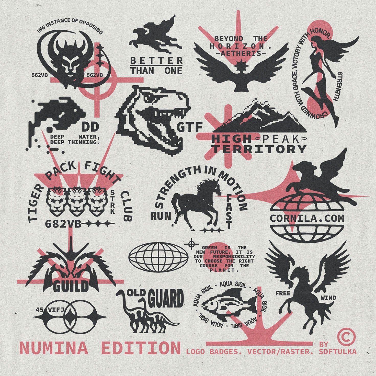 Numina Logo Badge Set – 28 Editable Emblems & 37 Elements – 6TM® Magazine